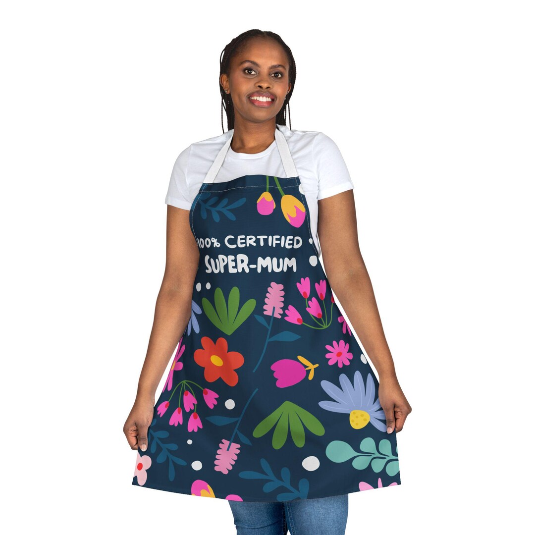 Floral Super Mum Apron: Colorful Kitchen Gift for Moms - Etsy