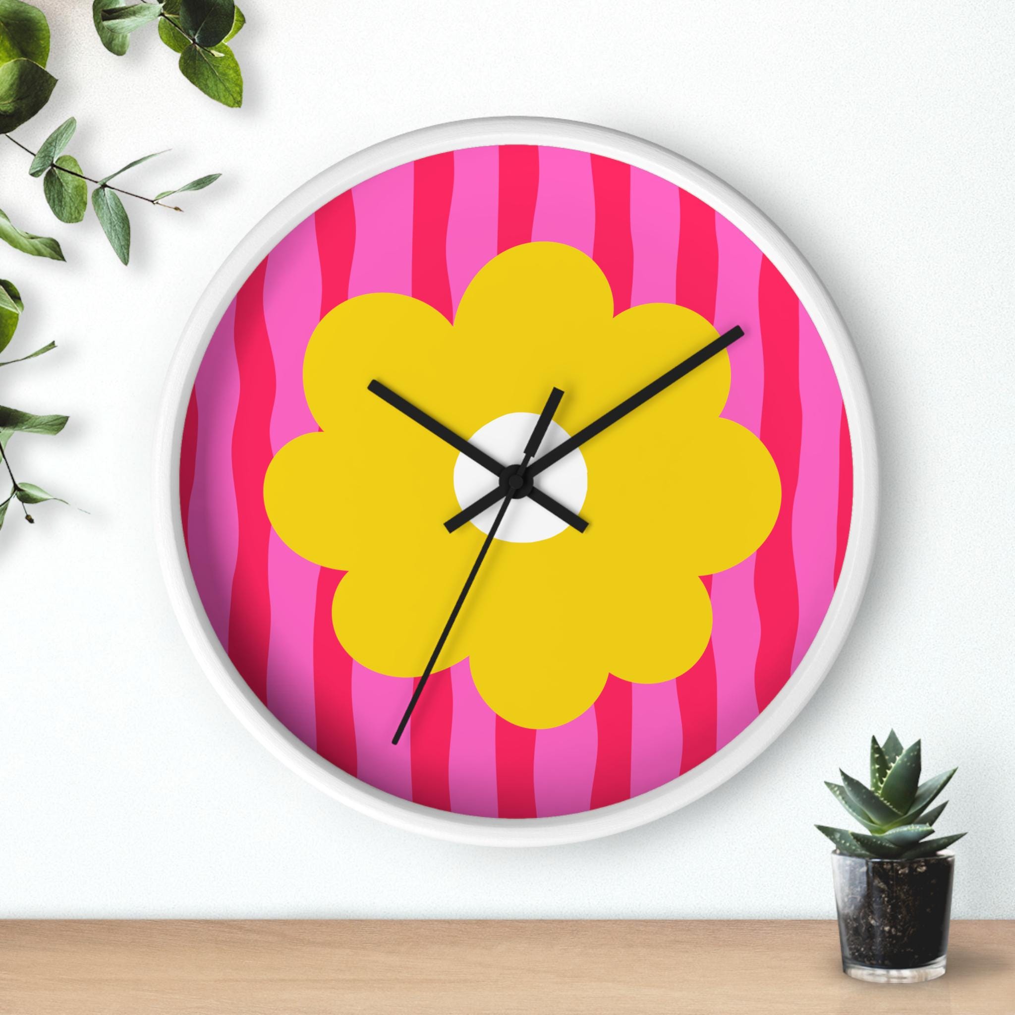 Scandinavian Flower Wall Clock: Colorful Kids Room Decor - Etsy