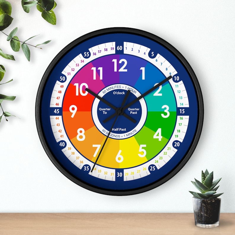 Kids Learning to Tell Time Clock: Colorful Classroom Decor, Educational ...