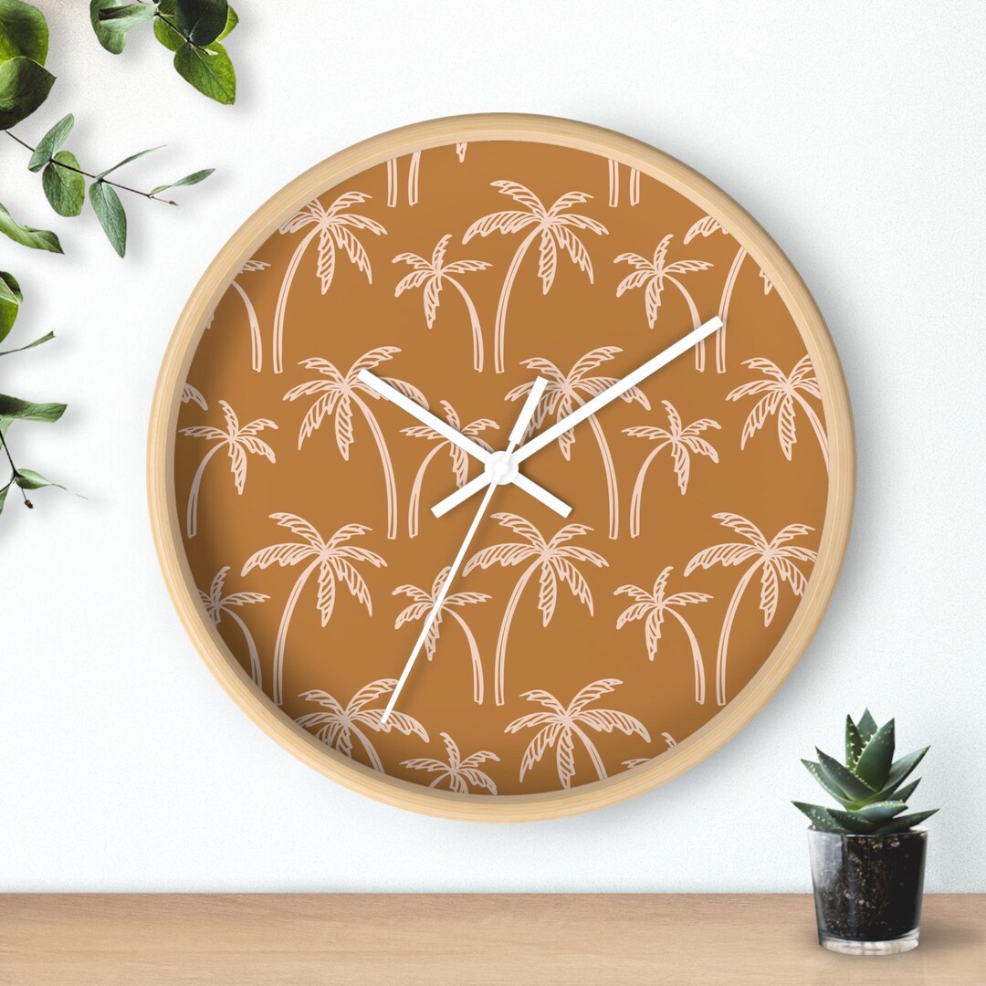 Bohemian Palm Tree Wall Clock, Tropical Home Decor, 10" - Etsy