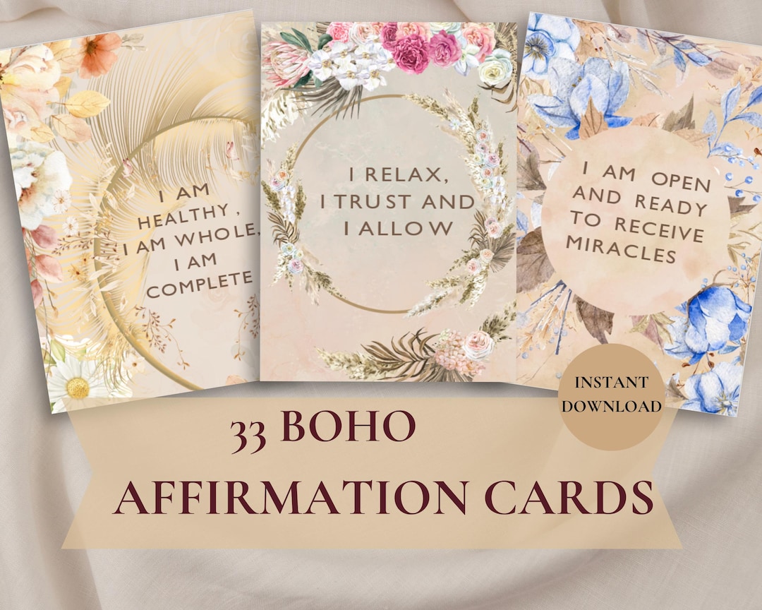 33 Boho Affirmation Cards | Daily Self Love & Positive Mindset ...