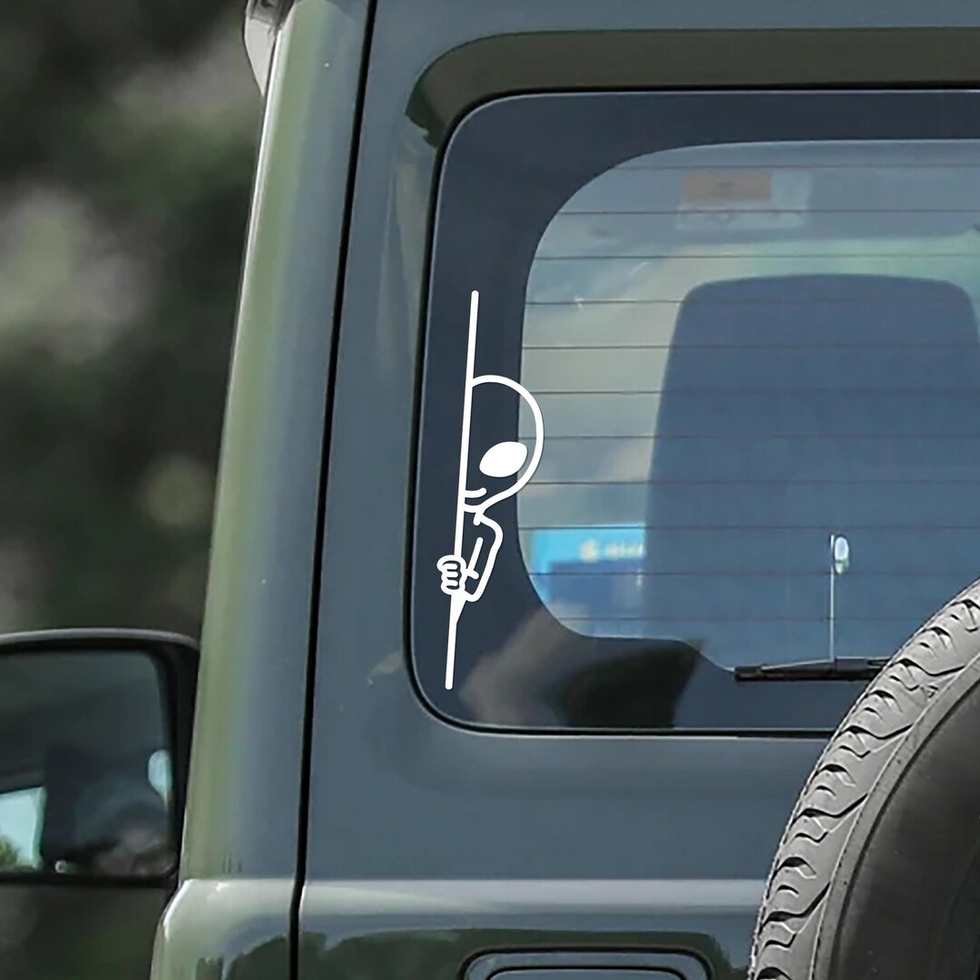 Alien Car Decal, Alien Peaker Decal Sticker, Funny Decal , Window Vinyl ...