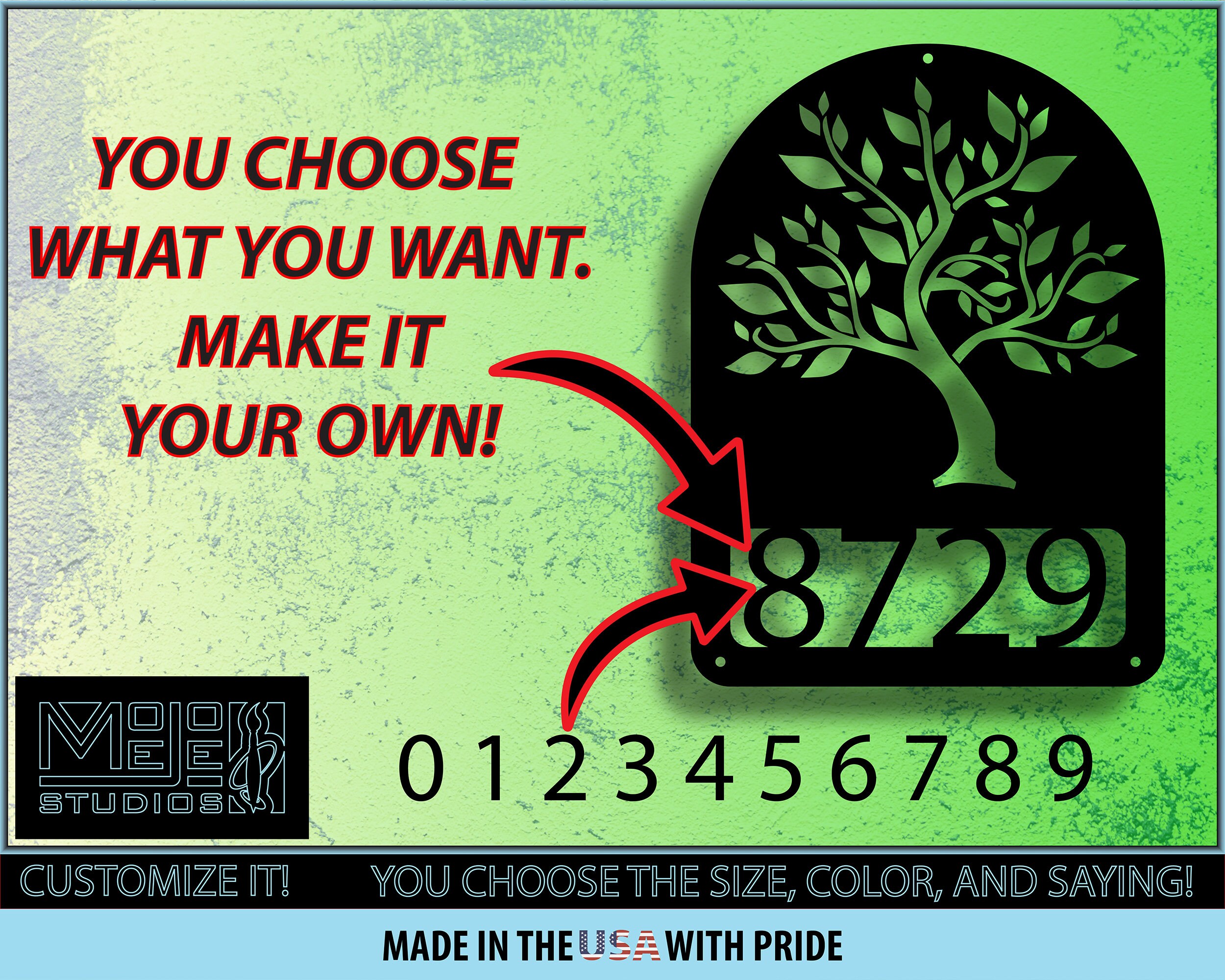 Custom Metal Tree Address Number Sign Decorative Tree Sign Modern House ...