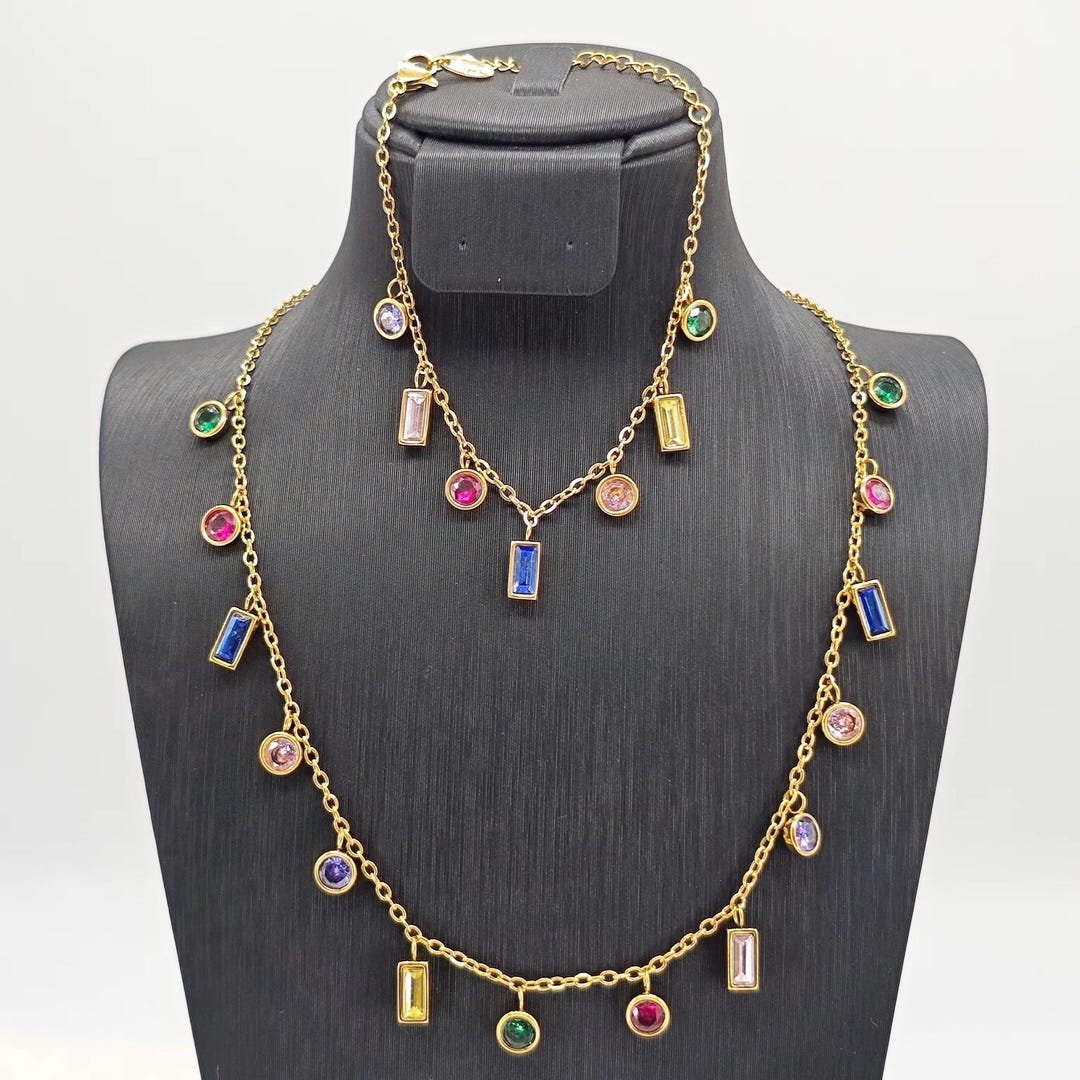 Geometric Design and 18K Gold Plating Colorful Stainless Steel Jewelry ...
