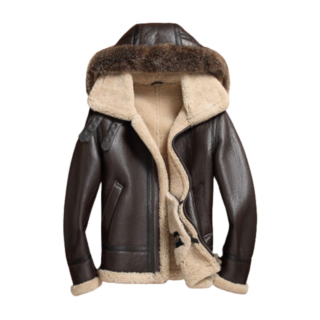 Men's B3 Bomber Brown Fur Leather Jacket - Etsy