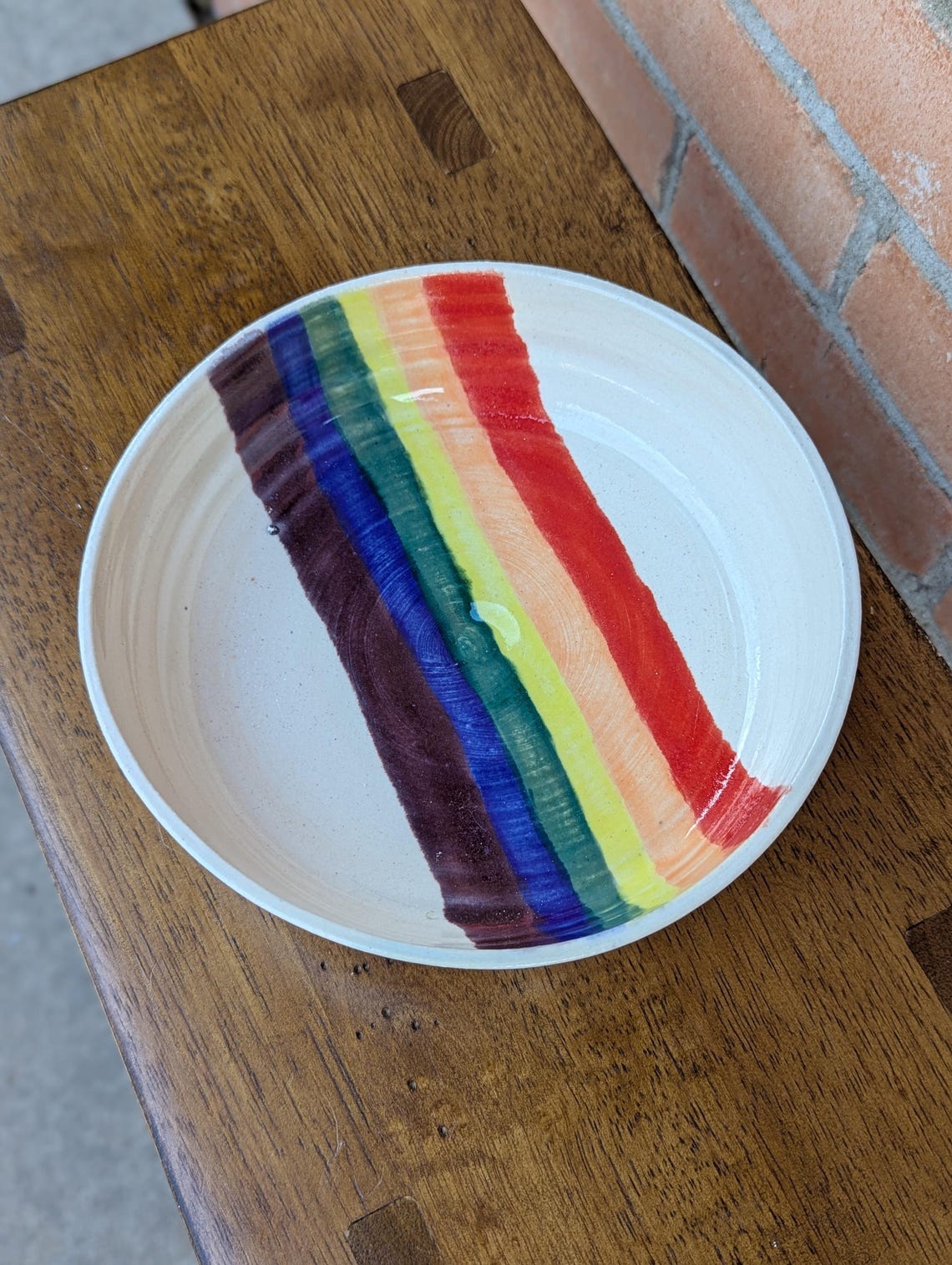 Hand Thrown and Glazed Ceramic Low Bowl With Rainbow Glaze! - Etsy