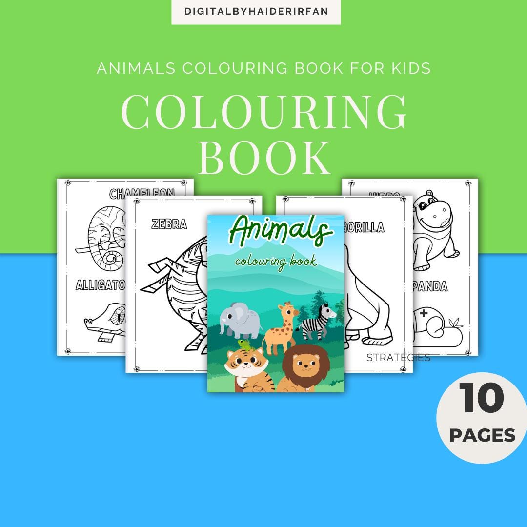 10 Wild Animals Coloring Pages. Wild Animals Coloring Book. Printable ...
