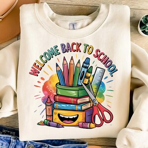 Welcome Back to School PNG Watercolor Png, Trendy Back to School Png ...