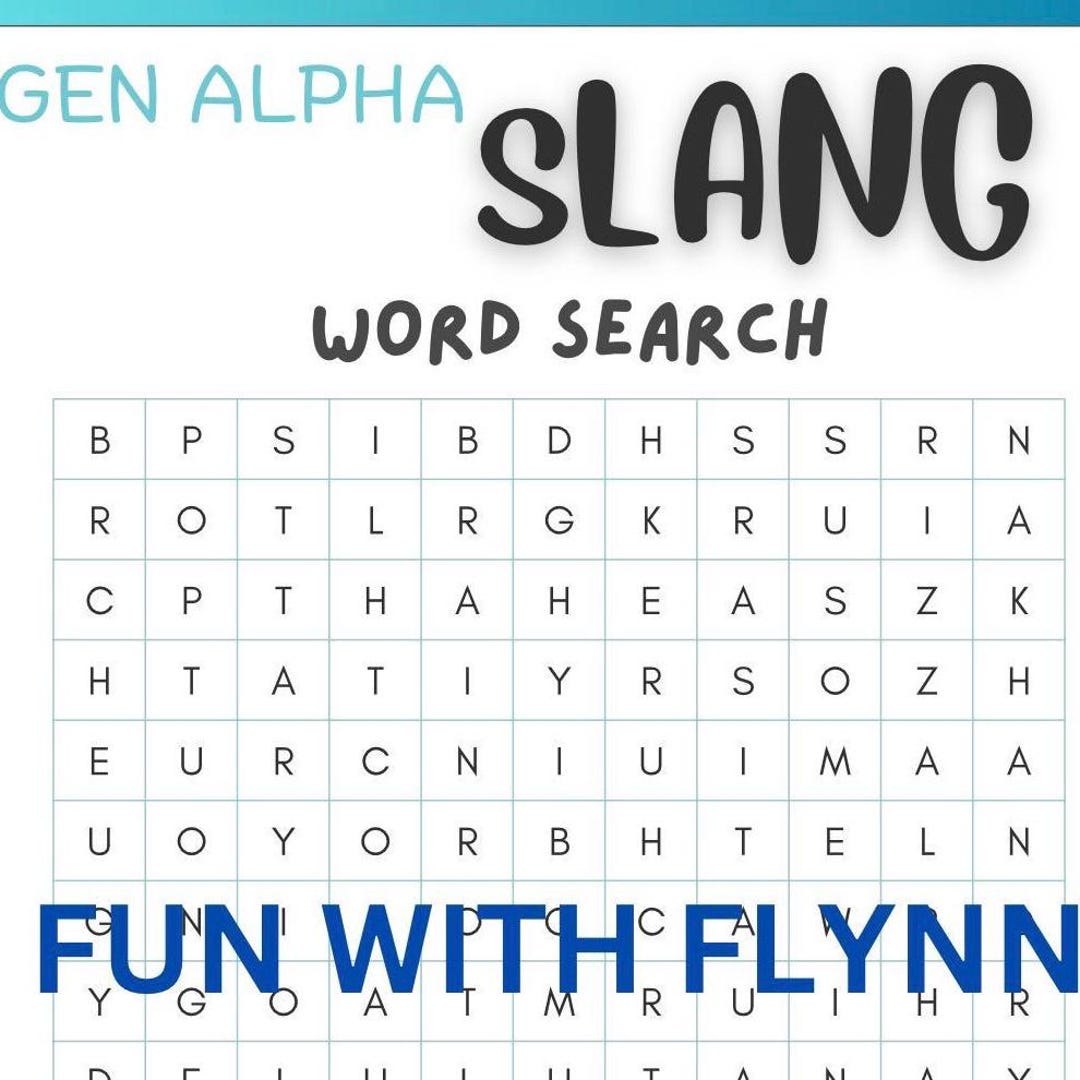 Gen Alpha Slang Find a Word Search. Educational Boy Humour Boredom ...