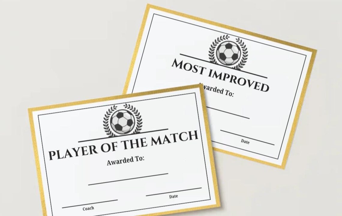 Soccer Award Certificates: 8 Printable Designs (PDF) - Etsy