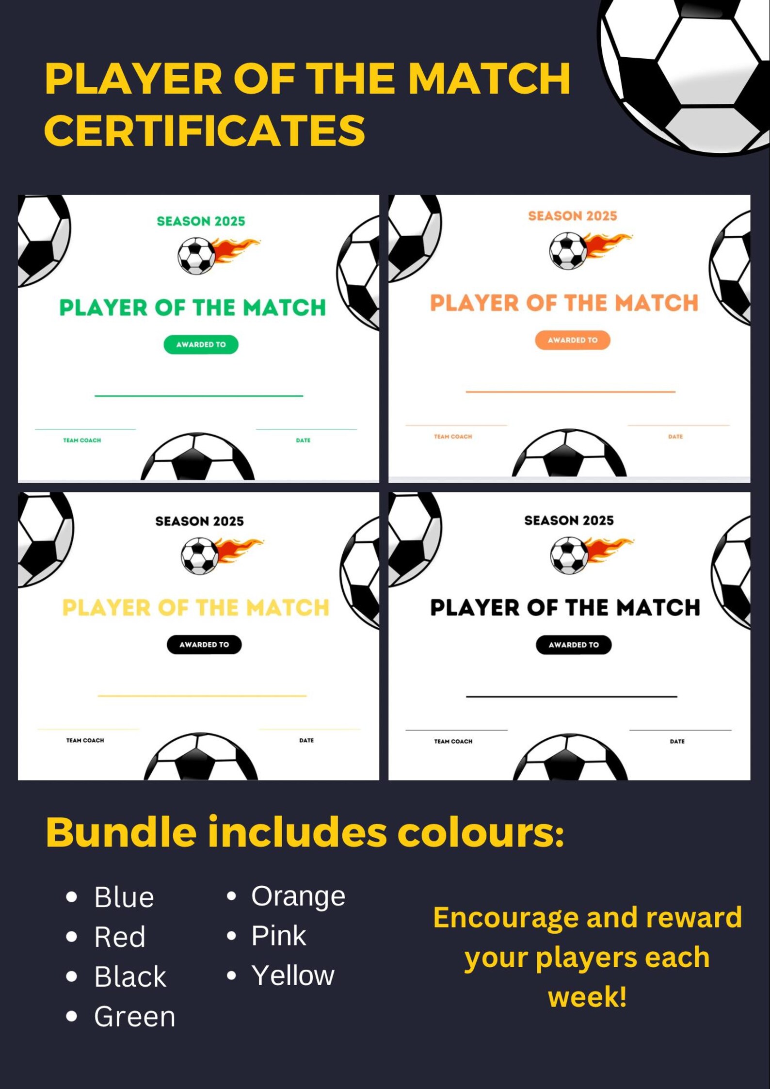 Soccer Player of the Match Certificate 2025 (digital Download) - Etsy
