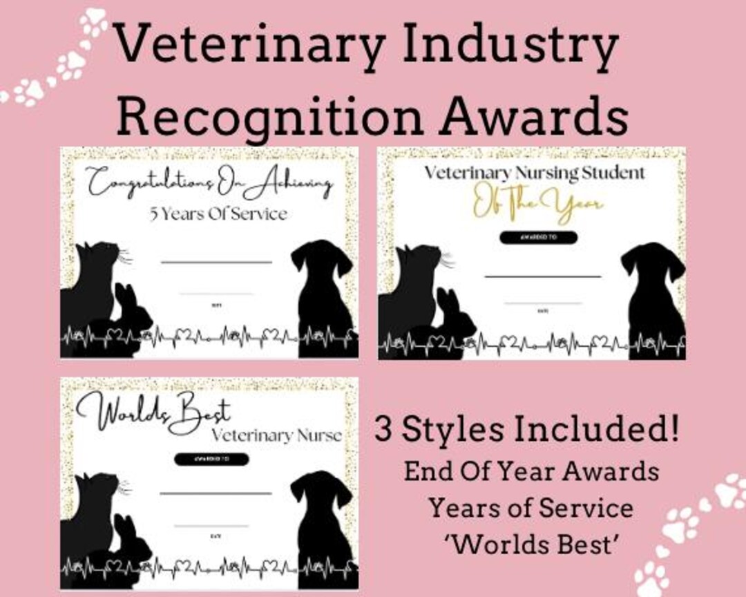 Veterinary Award Certificates - 3 Styles: Years of Service, End of Year ...