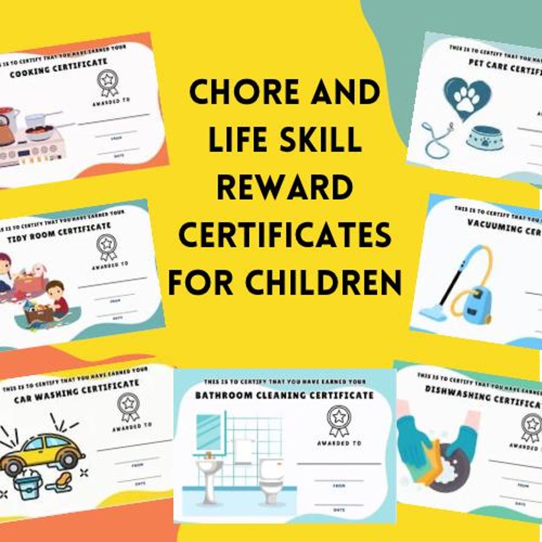 Children’s Chore and Life Skills Certificate Awards! Instant Download ...