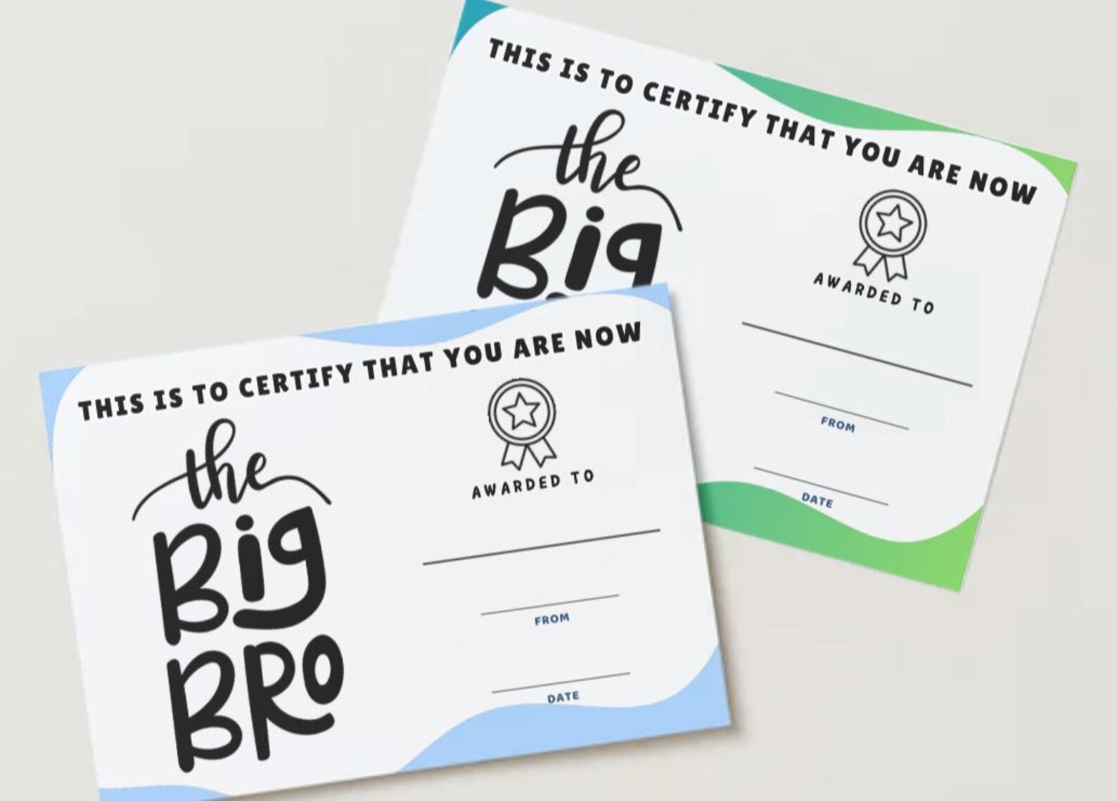 Big Brother & Sister Certificate Awards: Sibling Gift (digital Download ...