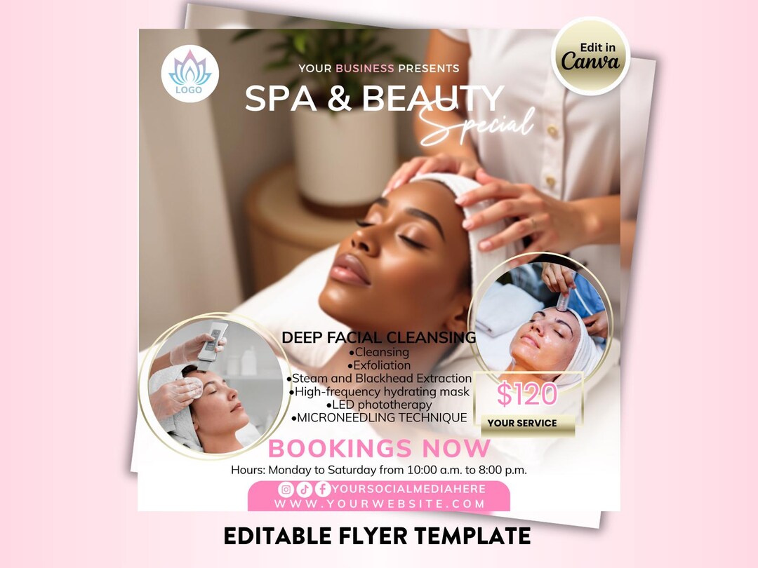 Facials Flyer, Facial Treatment Flyer, Esthetician Booking Flyer ...