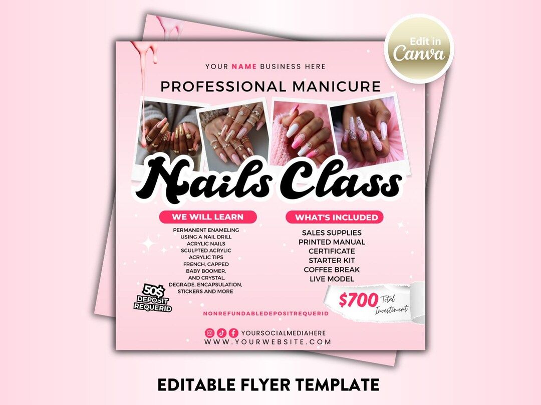Nail Class Flyer, Nail Training Flyer, 1 on 1 Nail Class, Nail Course ...