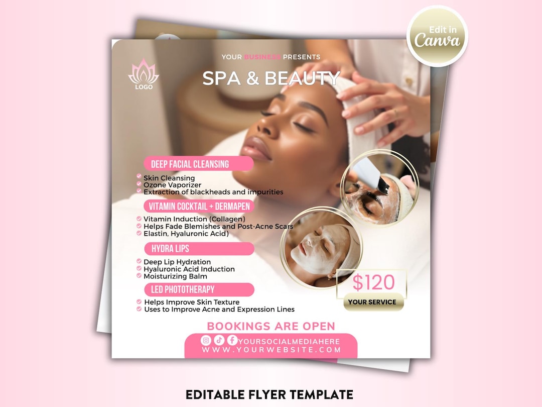 Facials Flyer, DIY Facials Sale Flyer, Esthetician Booking Flyer ...