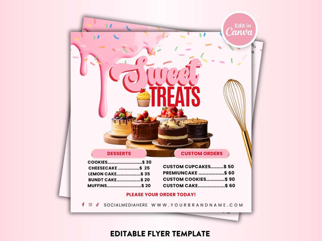 Bakery Flyer, DIY Flyer Template Design, Cake Flyer, Sweet Treats ...