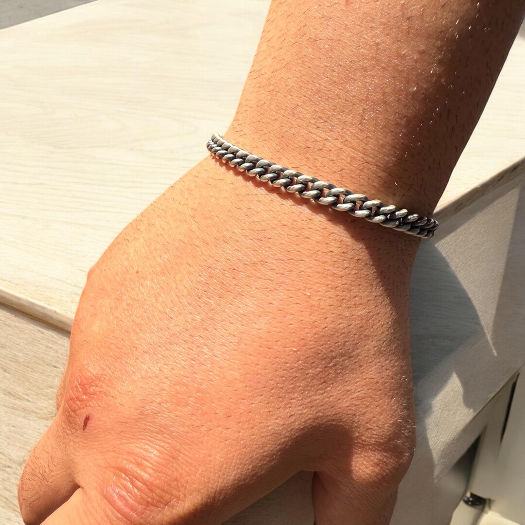 Bracelet Men | 6mm Cuban Link Bracelet | Silver Bracelet Men | Miami ...