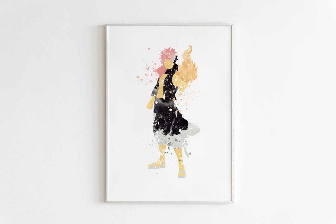 Natsu Dragneel POSTER II: Fairy Tail Watercolor Art, Manga Cartoon Wall ...