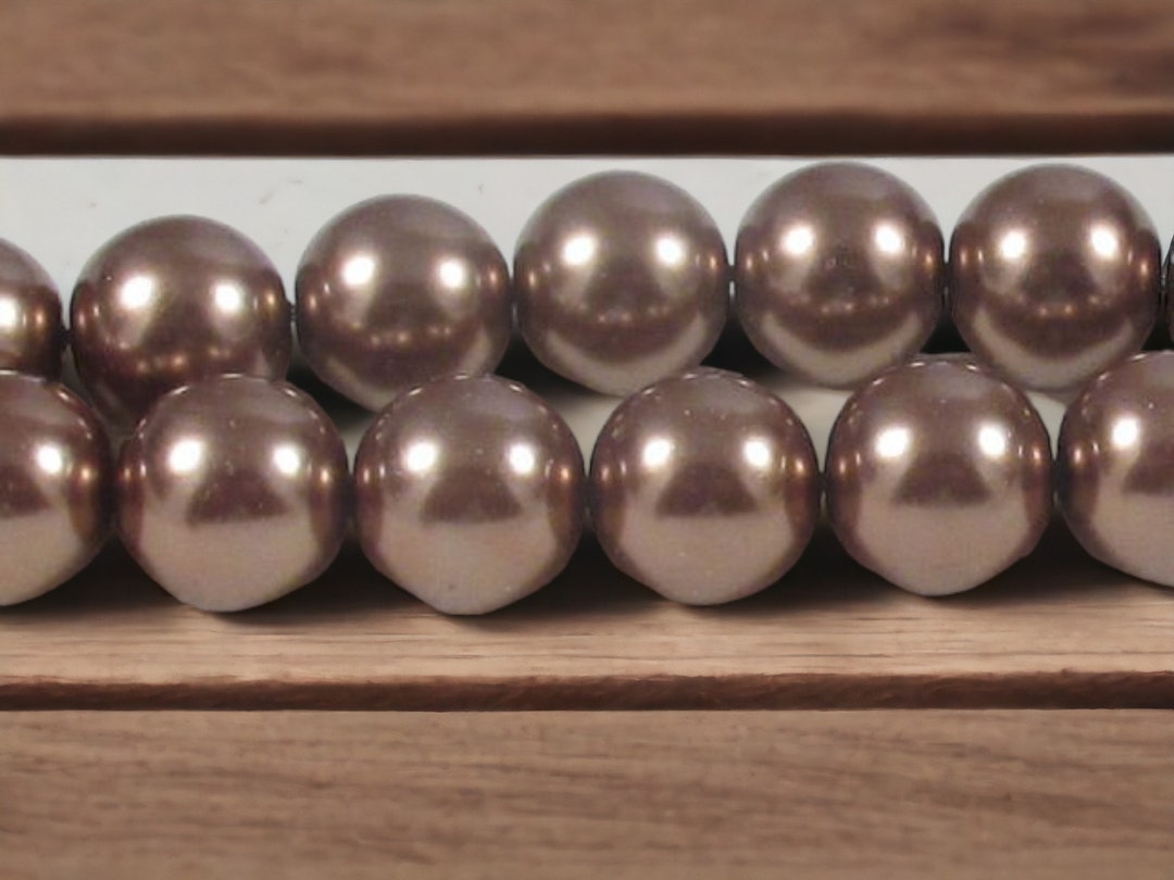 12mm Copper Glass Pearls / Full Strand / 12mm Round Copper Pearls - Etsy