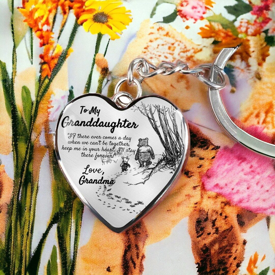 Winnie the Pooh, "to My Granddaughter" Keychain Grandmother/grandfather ...