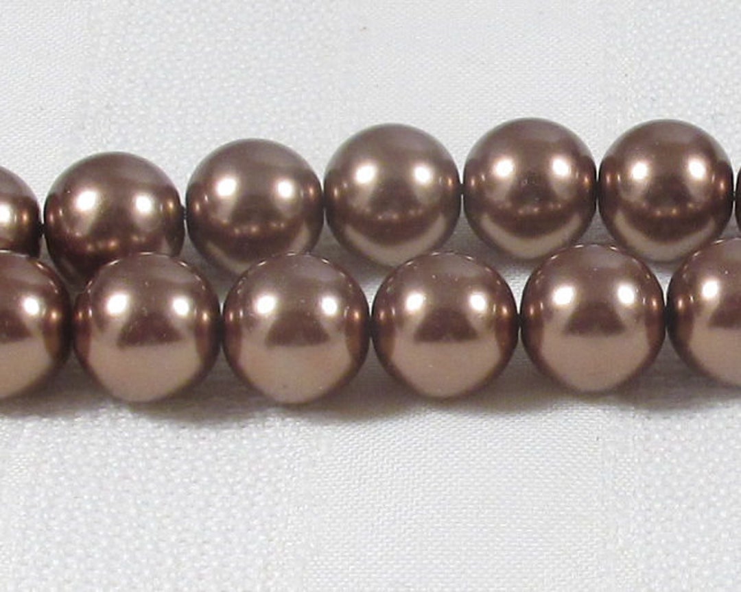 12mm Copper Glass Pearls / Full Strand / 12mm Round Copper Pearls - Etsy
