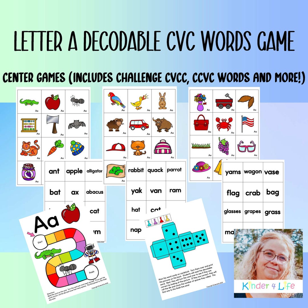 Letter Aa Decodable CVC, CVCC, CCVC Words Game/centers Game - Etsy