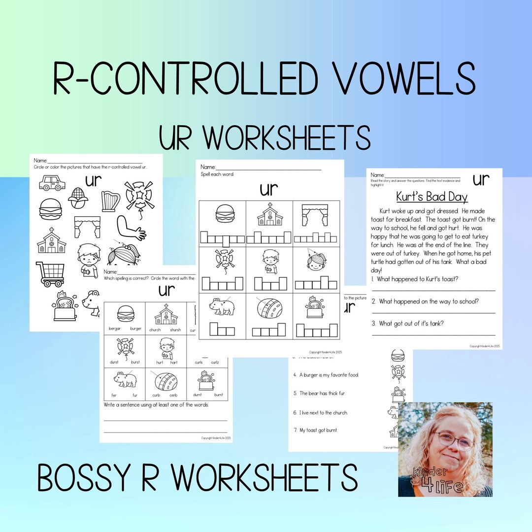 R-controlled Vowels Ur / Bossy R Worksheets (UR) - Etsy