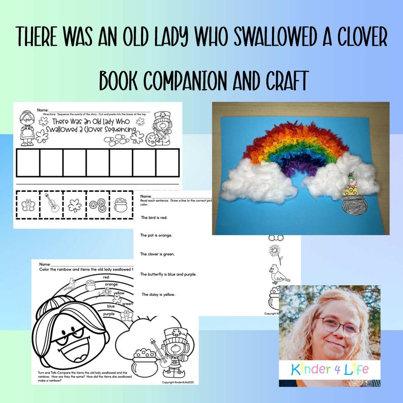 There Was an Old Lady Who Swallowed A Clover Sequencing and Craft - Etsy