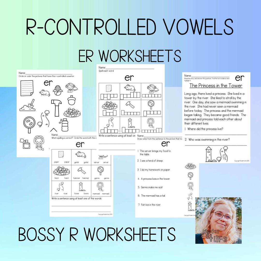 R-controlled Vowel/bossy R Worksheets (ER) - Etsy