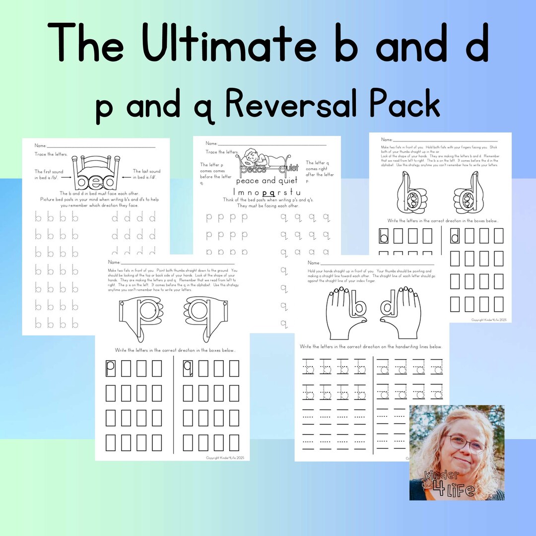 Letters B and D Reversal and P and Q Reversal Worksheets - Etsy