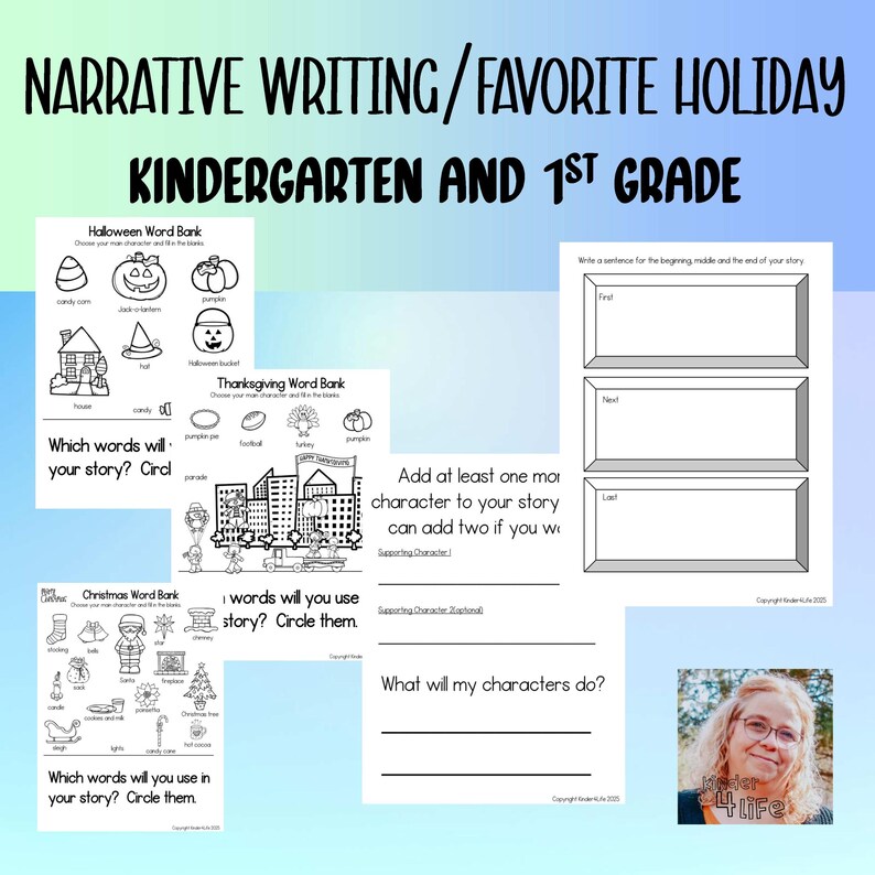 Kindergarten and 1st Grade Narrative Writing/favorite Holiday Narrative ...
