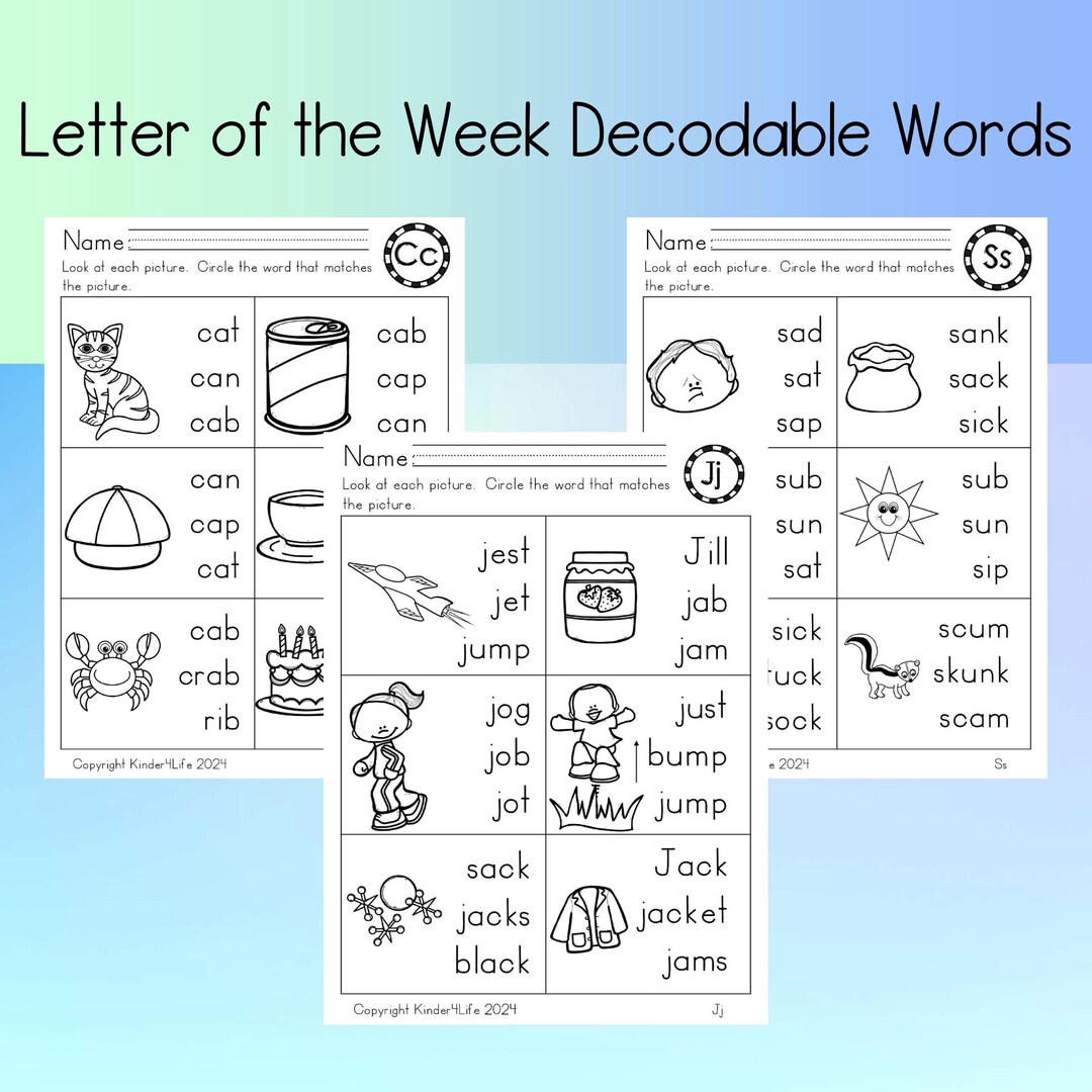 Letter of the Week Decodable Words for Every Letter of the Alphabet - Etsy
