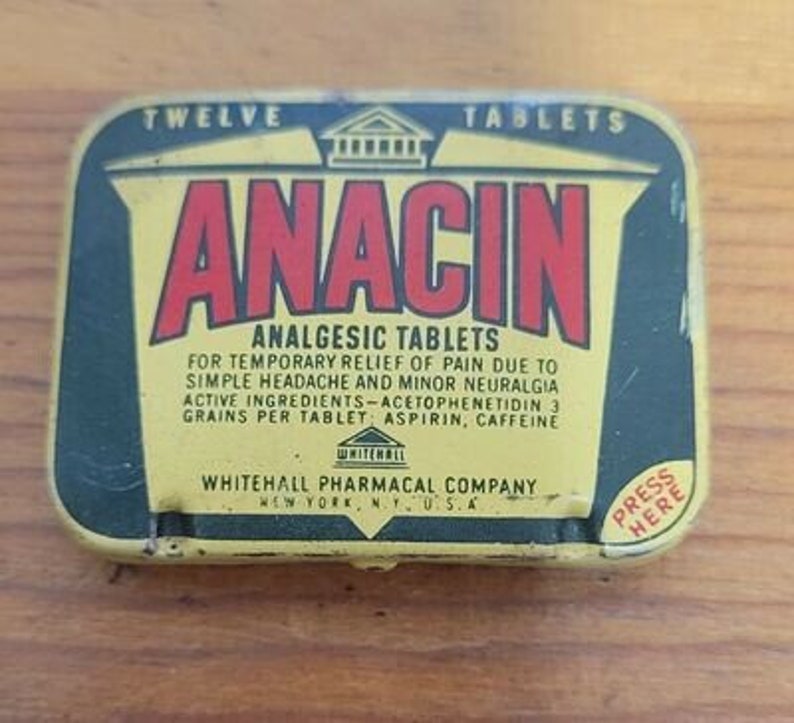 Vintage 1940s Anacin Analgesic Tin and Original Advertisement Flyer - Etsy