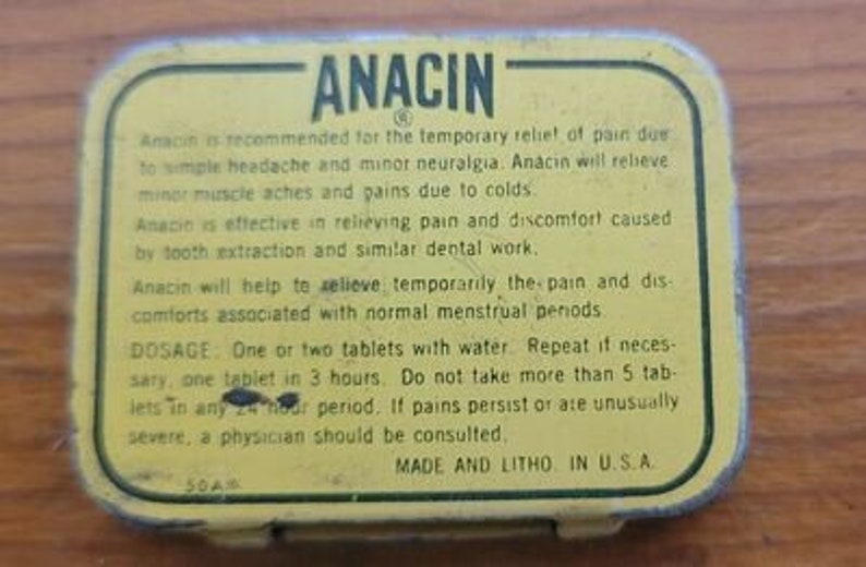 Vintage 1940s Anacin Analgesic Tin and Original Advertisement Flyer - Etsy