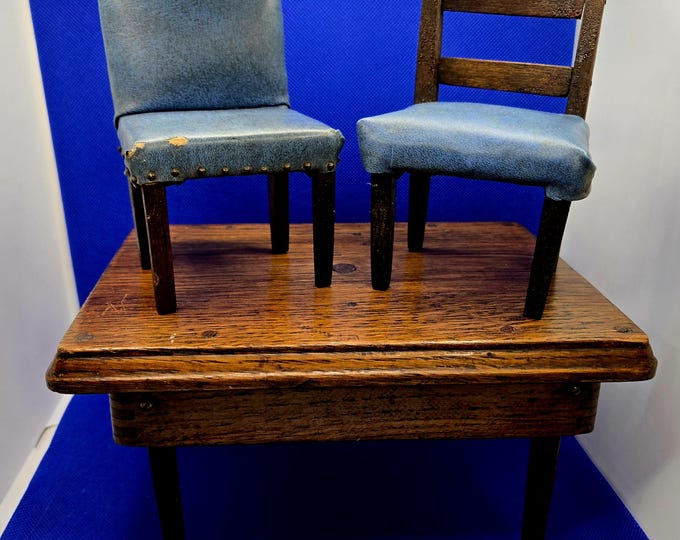 Primitive Wooden Dollhouse Table and Chairs: Rustic Farmhouse Miniature ...