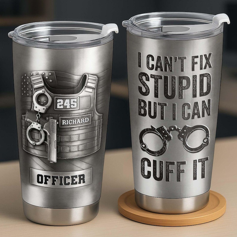 Thin Blue Line Personalized Police Tumbler, Police Travel Cup, 20 Oz ...
