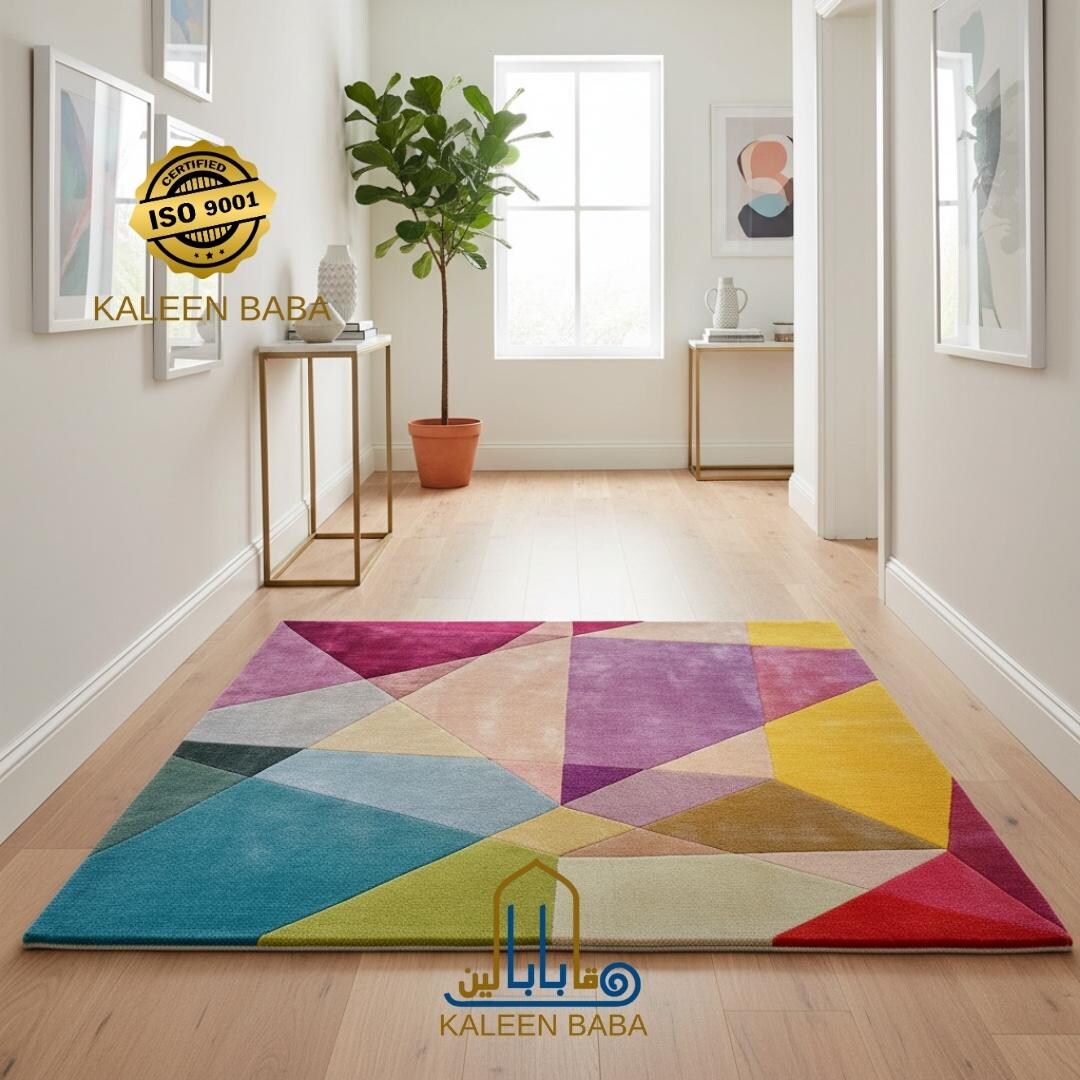 Abstract Modern Colorful Rug Handmade Wool Carpet | Contemporary Art ...