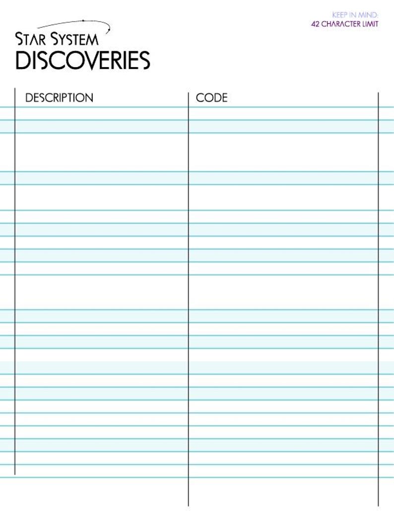 No Man's Sky Captain's Log: Discovery System Guide (PDF/AI Editable ...
