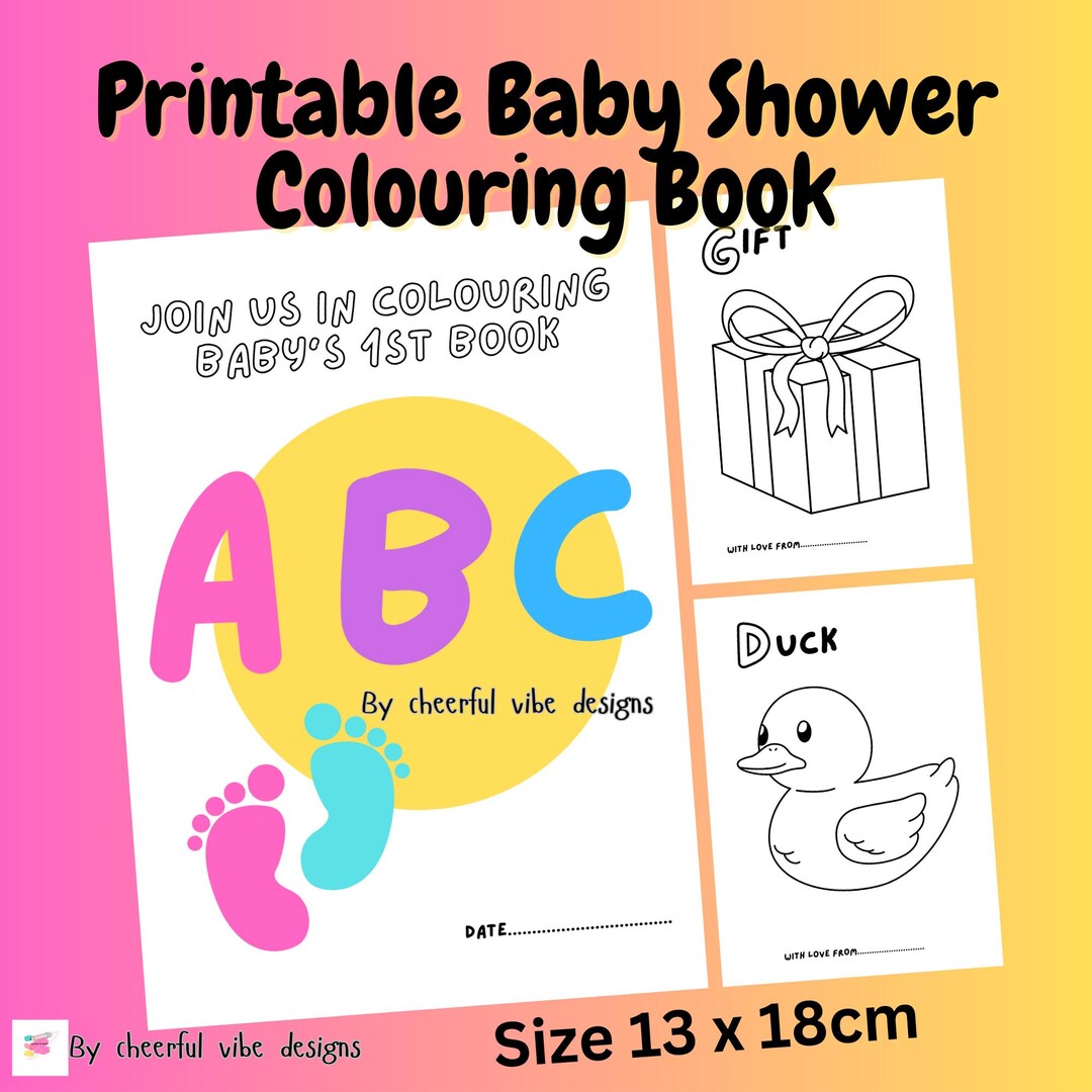 Printable Baby Shower Colouring Book - Baby’s First ABC Book ...