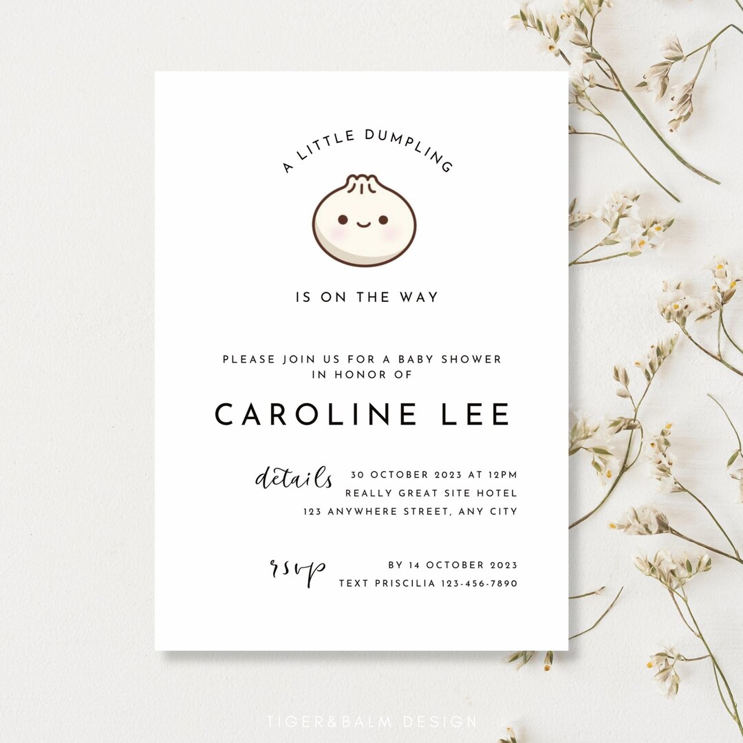 Dumpling Theme Baby Shower Invitation Template, Little Dumpling is on ...