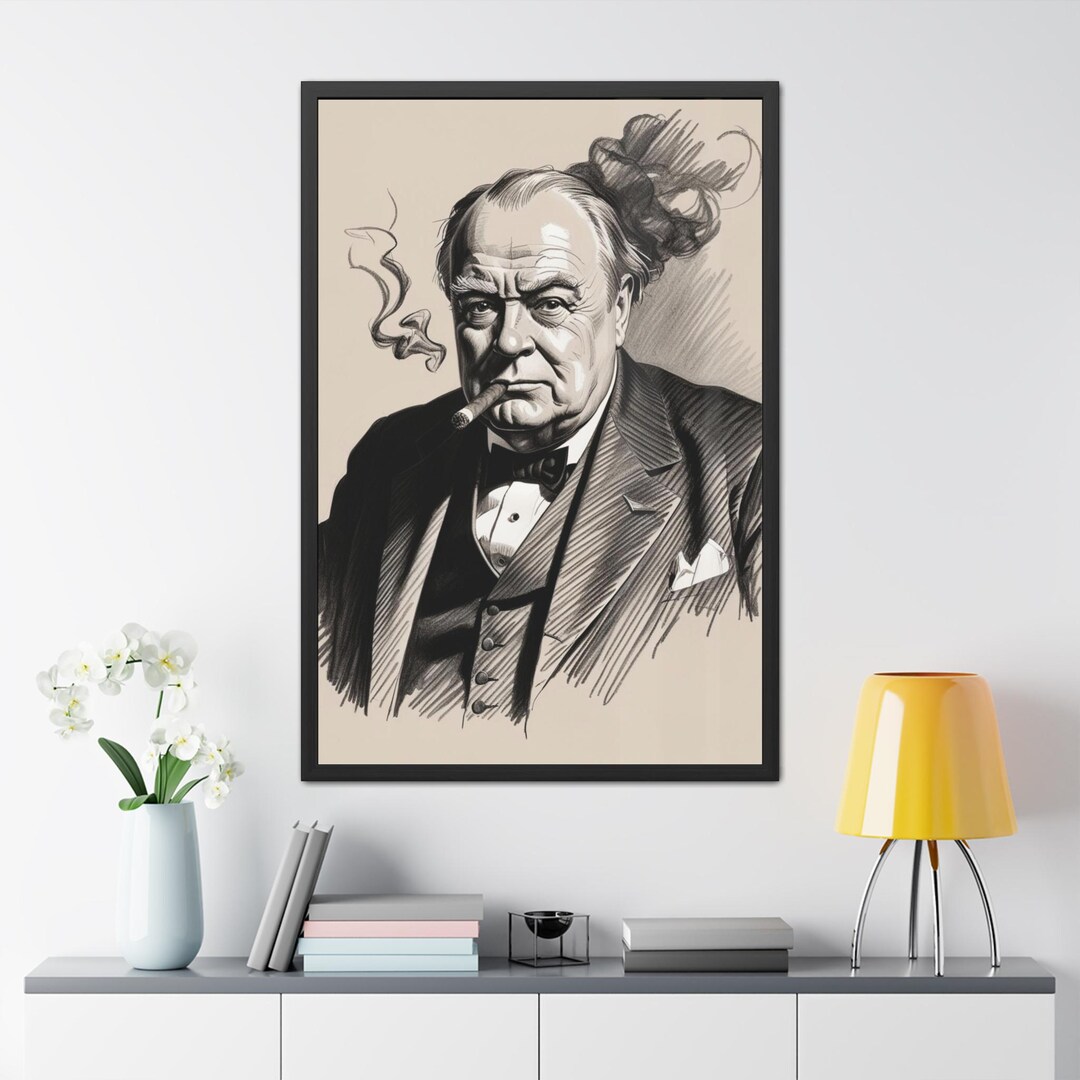 Vintage Winston Churchill Rolled Poster - History Buff Gift, Wall Art ...