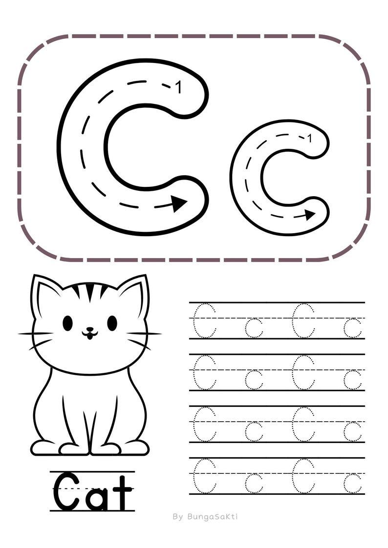 Alphabet Tracing Page, Handwriting Chart, Letter Tracing Worksheet ...