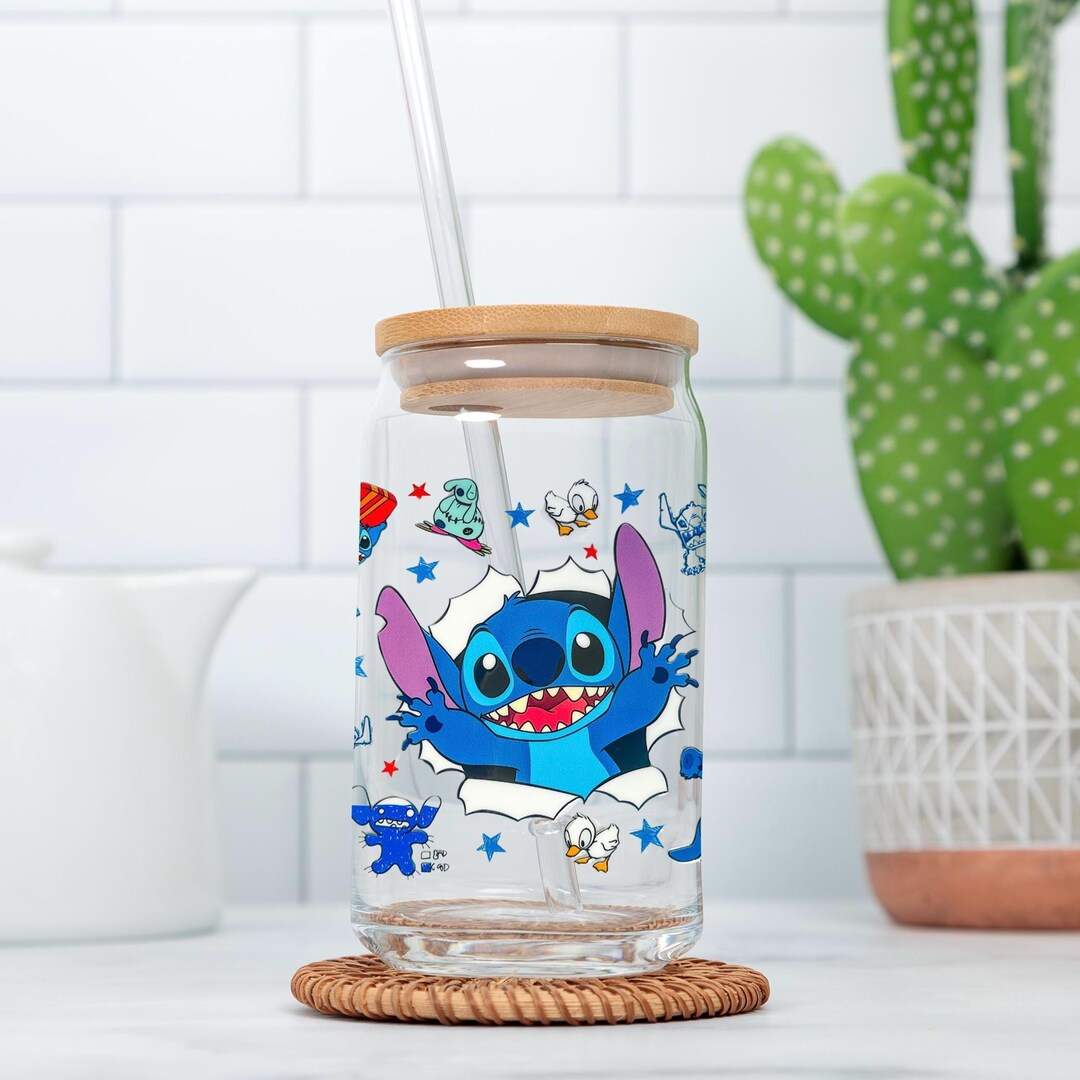 Stitch Inspired Glass Tumbler - 16 Oz | Disney Inspired Gift | Disney ...