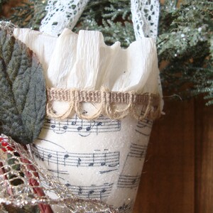 Christmas Tussie Mussie, Vintage Style Candy Container, Cone Ornament ...