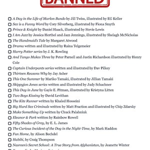 Banned Books Reading Checklist Book Tracker Novels 2025 Bookshelf Reading Log Printable Pages ...
