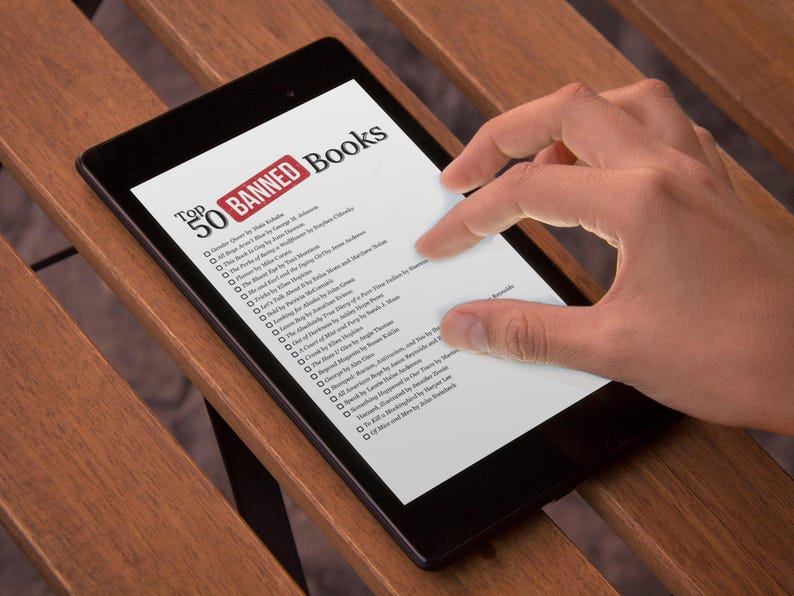 Banned Books Reading Checklist Book Tracker Novels 2025 Bookshelf Reading Log Printable Pages ...