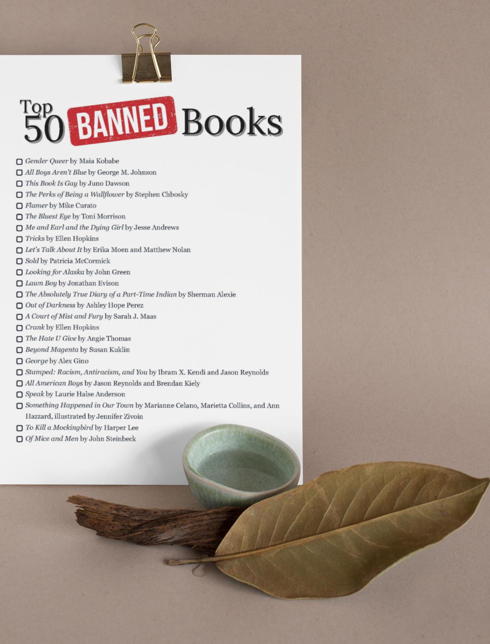 Banned Books Reading Checklist Book Tracker Novels 2025 Bookshelf ...