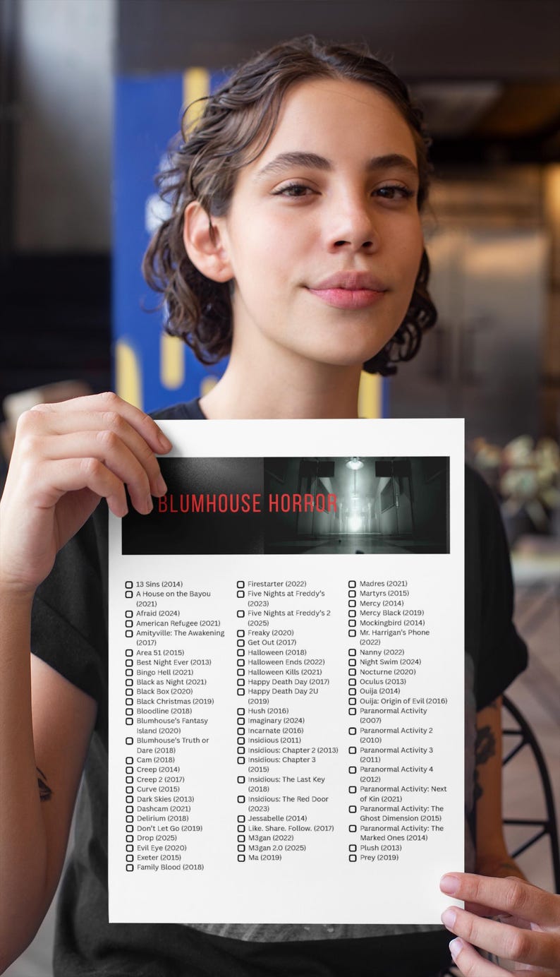Blumhouse Horror Movie Night Checklist Film Tracker Updated 2025 Movies ...